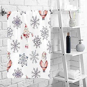 Wamika Winter Snowflakes Snowman Hand Towels Christmas Santa Claus Face Towel Soft Guest Towel Portable Kitchen Tea Towels Washcloths Bathroom Decor Housewarming Gifts 16" X 30"