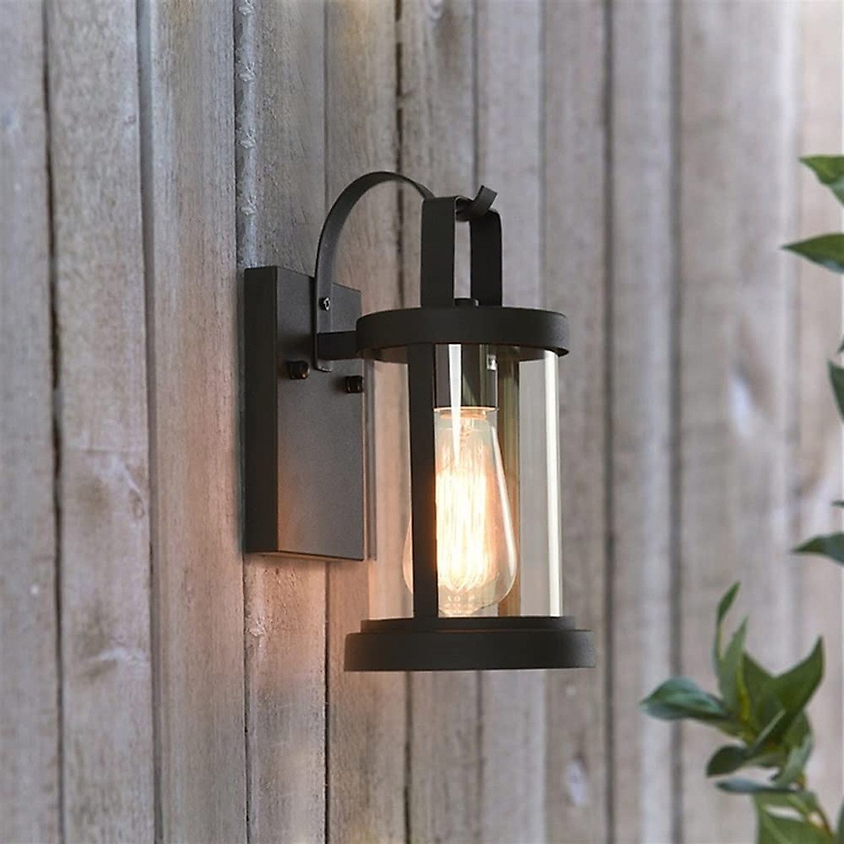 Zziyj Outdoor Waterproof Wall Sconce Exterior Wall Mount Rustic Farmhouse Wall Lanterns Black Porch Light with Clear Glass Shade for Home Patio Garden Garage Lighting