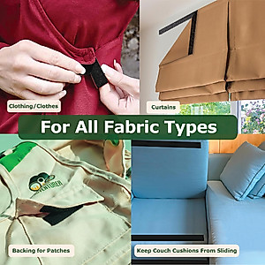 (1x4 Inch, 16 Sets) Strips with Adhesive for Fabric, Stick On for Fabric, No Sew Sticky Back for Clothes, Curtains - Heavy Duty Double Sided Hook and Loop Hem Tape Fasteners, No Sewing No Iron, Black