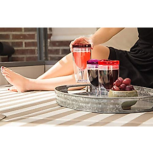 STRATA CUPS Insulated Wine Tumbler With Lid (SET OF 10) +BONUS Name Decals | Outdoor Acrylic Plastic Wine Glasses | 10oz Cup Tumblers in 10 Colors - Adult Sippy | Unbreakable Stemless Wine Glass