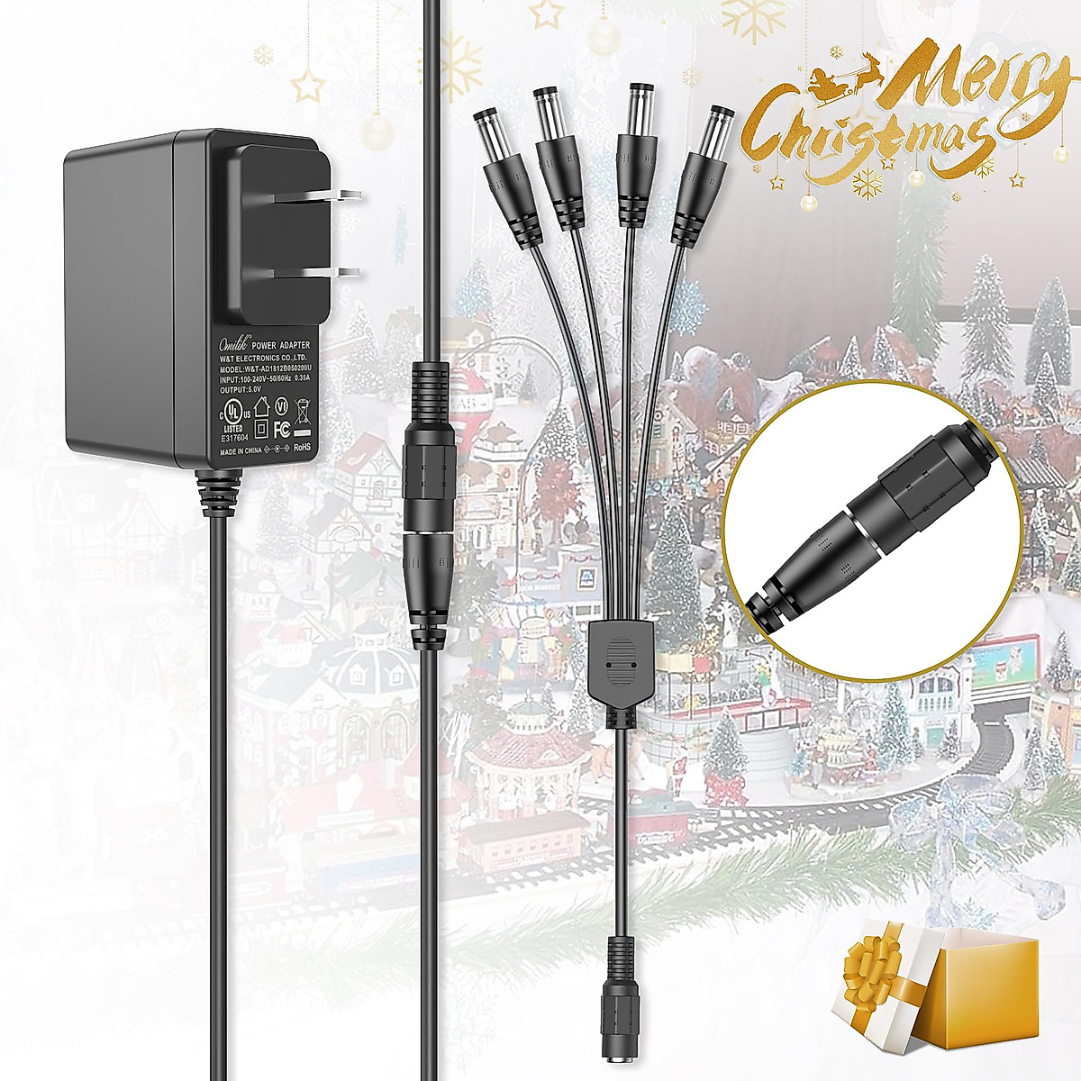 Omilik UL Listed 6FT AC Power Adapter Cord AC/DC Adapter Charger Compatible with Lemax Lighted Accessory 4.5V # 74706 Christmas Village