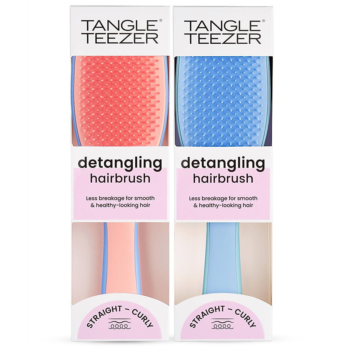 Tangle Teezer Ultimate Detangler Brush Duo, Dry & Wet Hair Brush, Eliminates Knots & Reduces Breakage for All Hair Types, Apricot Blaze and Denim Blues
