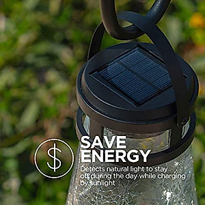 Home Zone Security Black Outdoor Solar Pathway Light - Warm 3000K Crackle Glass Path Lights for Walkway, Yard, & Garden No Wiring (4 Pack)