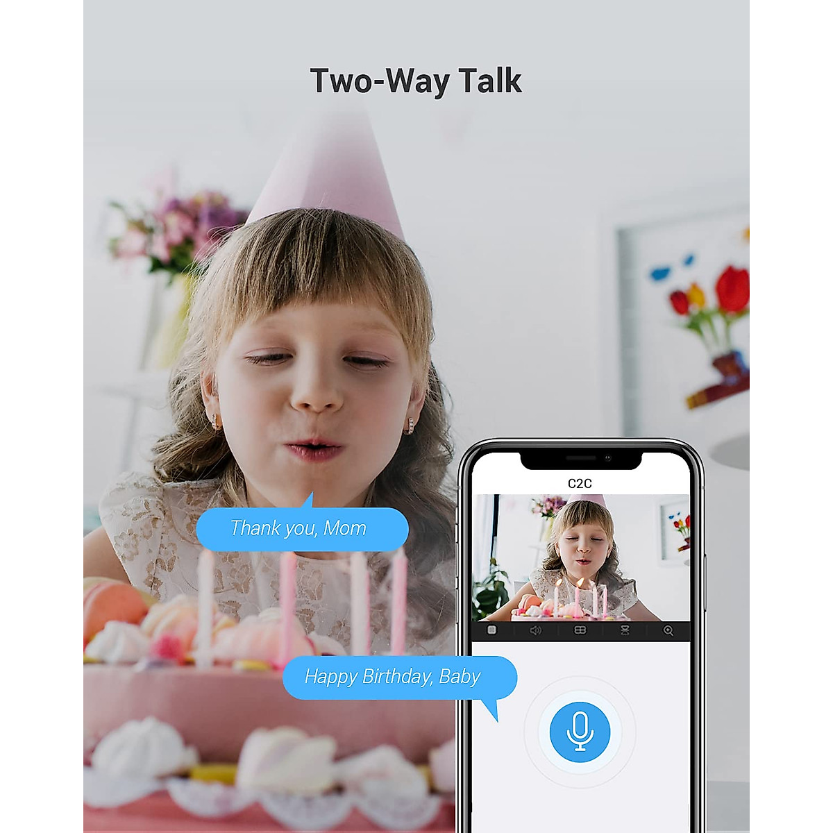 EZVIZ Indoor Security Camera 1080P, Motion Alert, Night Vision, Baby/Pet/Elder Monitoring, 135° Wide Angle, 2-Way Audio, Works with Alexa Google (CTQ2C-WH)