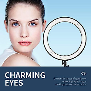 NEEWER 18" LED Ring Light Kit for Makeup YouTube TikTok Video Blogger Salon, Adjustable Color Temperature with Battery/DC Power Option, USB Battery Charger, AC Adapter, Phone Clamp and Stand