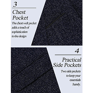 COOFANDY Men's Casual Blazer Sports Coats Lightweight Suit Jackets One Button, 2-Blue, X-Large