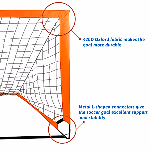 E-SDS Kids Soccer Goals for Backyard Training(Size 6'x4'), Portable Soccer Net Pop Up Soccer Goal Kits, Set of 2