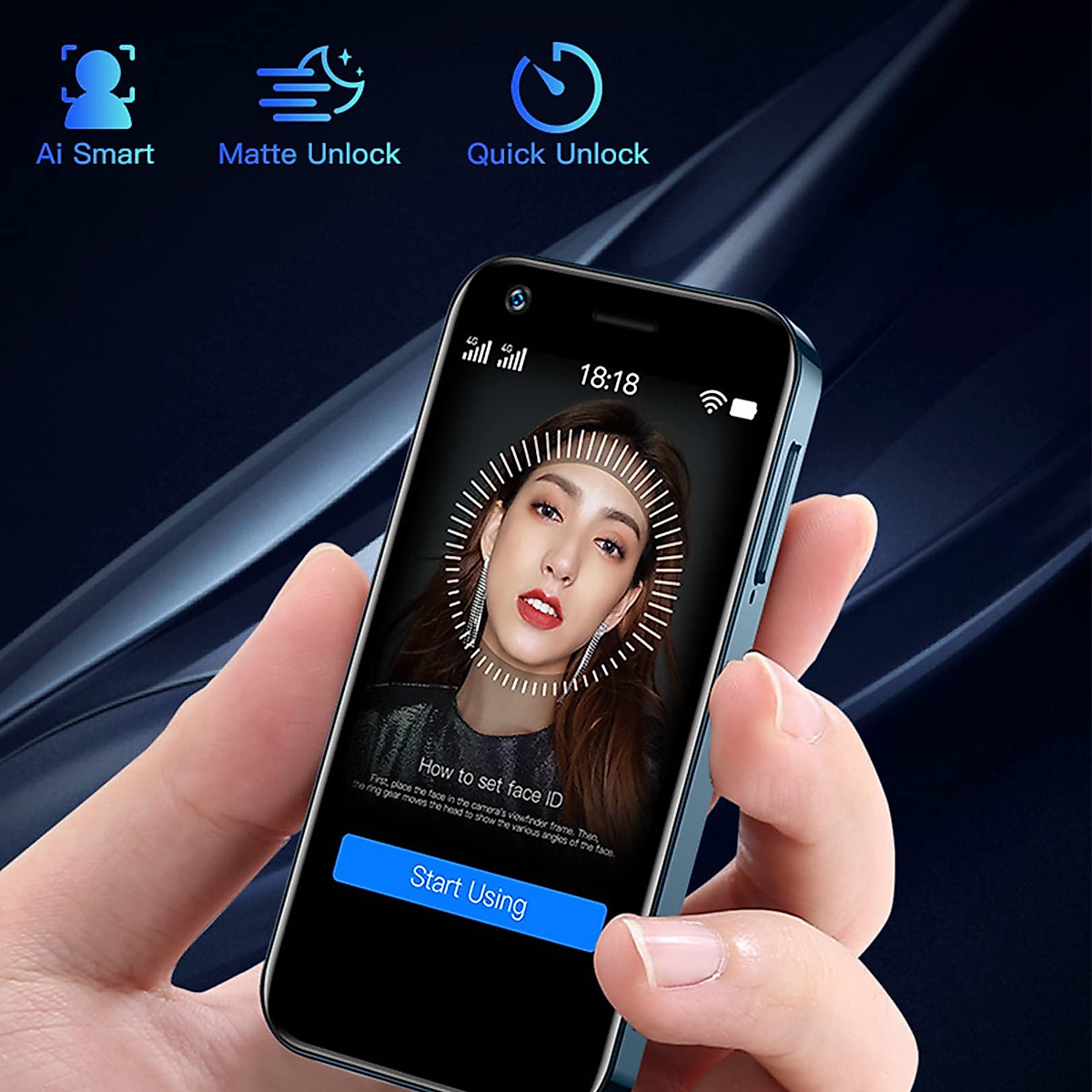 Serounder XS12 4G Mini Smartphone, Student Pocket Cellphone with 3.0 Inch Display 4GB RAM 32GB ROM 5MP Front 13MP Rear Camera, Support Facial Recognition, GPRS, Bluetooth, WiFi (