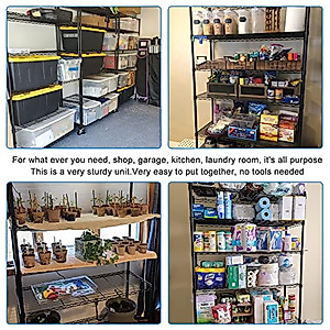 XXkseh Wire Shelving Unit with Wheels, 6 Tier Adjustable Metal Shelving Heavy Duty Storage Shelves 2100 Lbs Capacity 48" L X 18" W X 82" H Metal Shelf for Pantry Kitchen Basement, Black