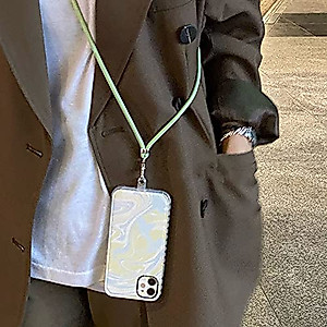 Universal Cell Phone Lanyard, Adjustable Nylon Neck Strap with Connector, Crossbody Phone Lanyard Compatible with Full Coverage Phone Case (Green)