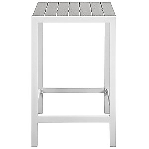 Modway Maine Aluminum Outdoor Patio Bar Table in White Light Gray