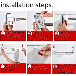 Multifunction Utility Hooks,BAIEUEJO Wall-Mounted Kitchen Hooks for Utensils,Nail Free Adhesive ​Stainless Steel Kitchen Utensil Hanging Rack with 7 Sliding Hooks,for Kitchen/Bathroom(White)