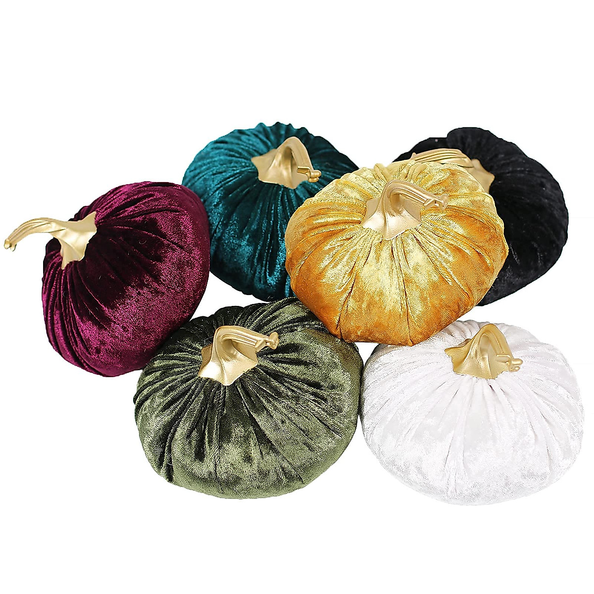 Orgrimmar 6PCS Velvet Stuffed Pumpkins Fabric Artificial Pumpkins for Home Garden Fall Decoration, Fall Harvest, Thanksgiving, Halloween Decor