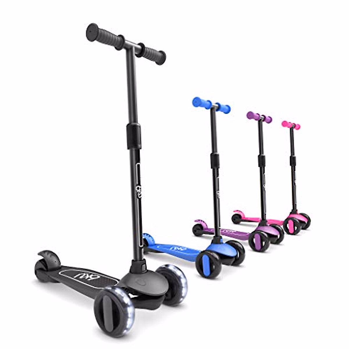 6KU Scooter for Kids Ages 3-5 with Flash Wheels, Kids Scooter 4 Adjustable Height, Toddler Scooter Extra-Wide PU LED Wheels, 3 Wheel Scooter for Kids for Girls & Boys Learn to Steer(Black)