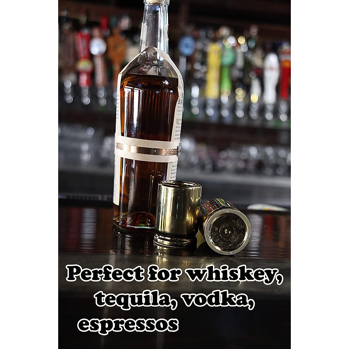 Caliber Gourmet 50 Caliber Shot Glasses - Set of 2, Gold