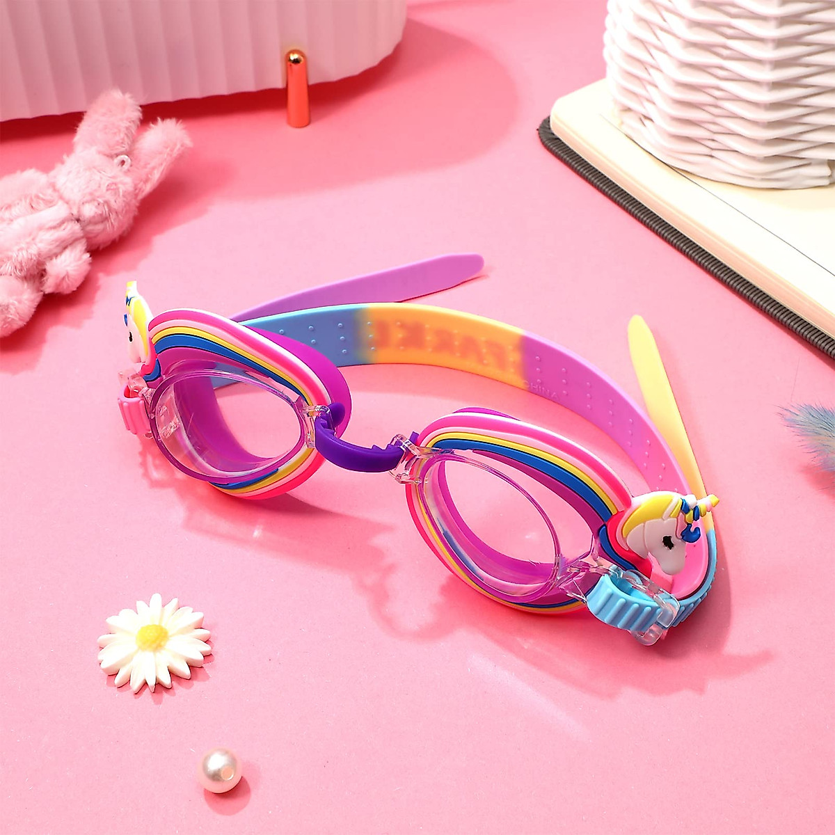 PRETYZOOM Kids Swim Goggles Unicorn Anti- UV Swimming Goggles Anti- Water Pool Goggles for Girls Boys