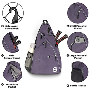 A11N Pickleball Bag, Reversible Crossbody Sling Bag/Backpack for Women Men, Lavender