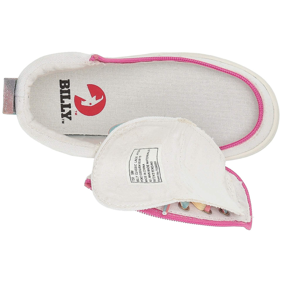 BILLY Footwear Kids Baby Girl's Classic Lace High (Toddler) White Rainbow 10 Toddler M