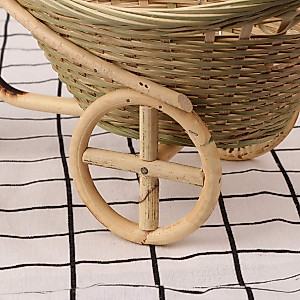 Straw Fruit Basket Bamboo Bread Basket Container Bowl Candy Basket Serving Basket Flower Basket Appetizer Tray Storage Basket Tricycle Design for Fruit Snack Nuts Chip