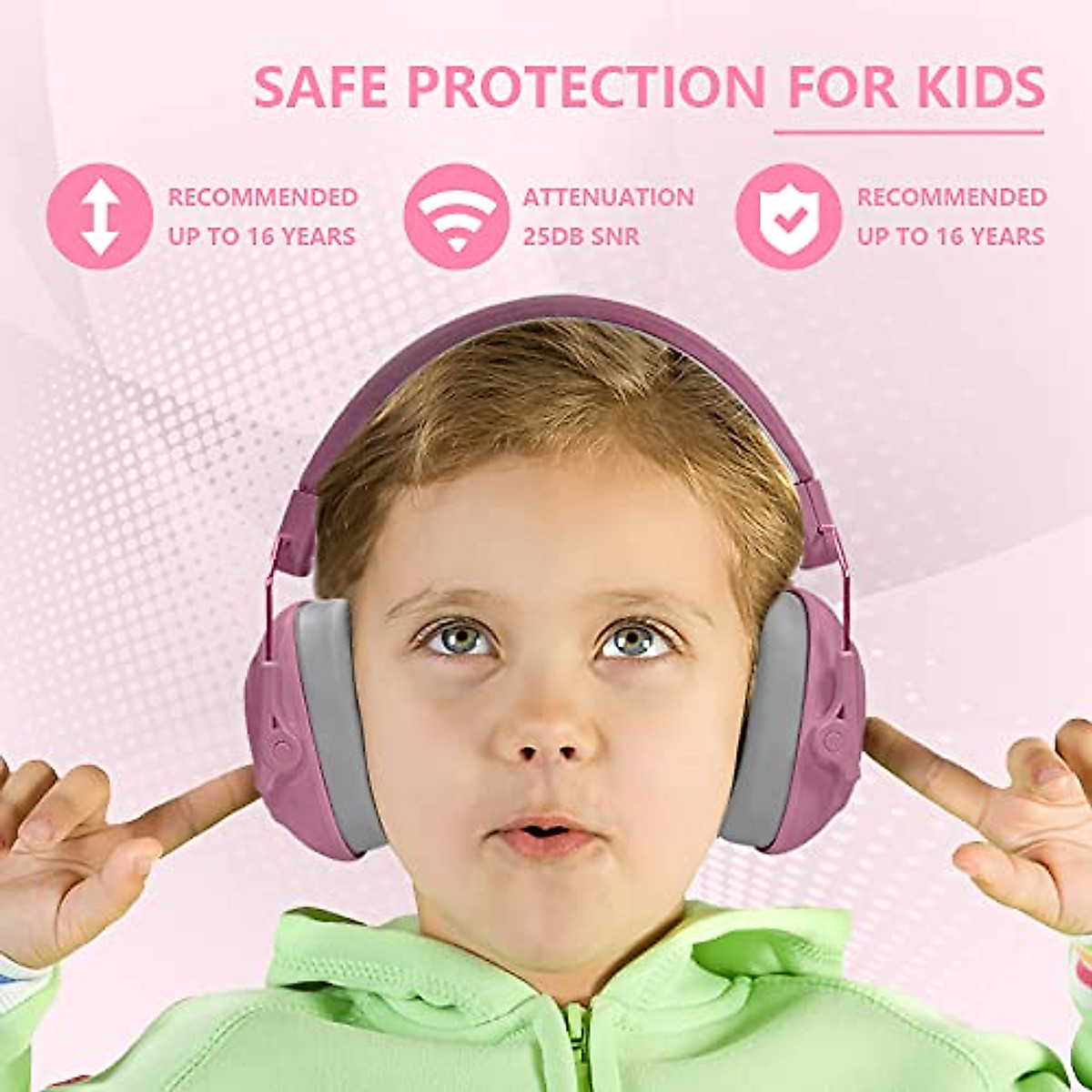 Mokata Baby Kids Earmuffs Hearing Protection Noise Cancelling Headphones Adjustable Fit for 3 Months to 2-18 Years Ages Pink