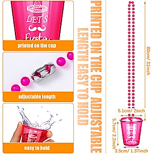 12 Packs Let's Fiesta Shot Glass Necklaces Bead Cinco De Mayo Necklace Plastic Shot Glasses Party Necklaces Mexican Shot Necklace Cup for Bachelorette Party Favors Fiesta Party Supplies, Multi Color