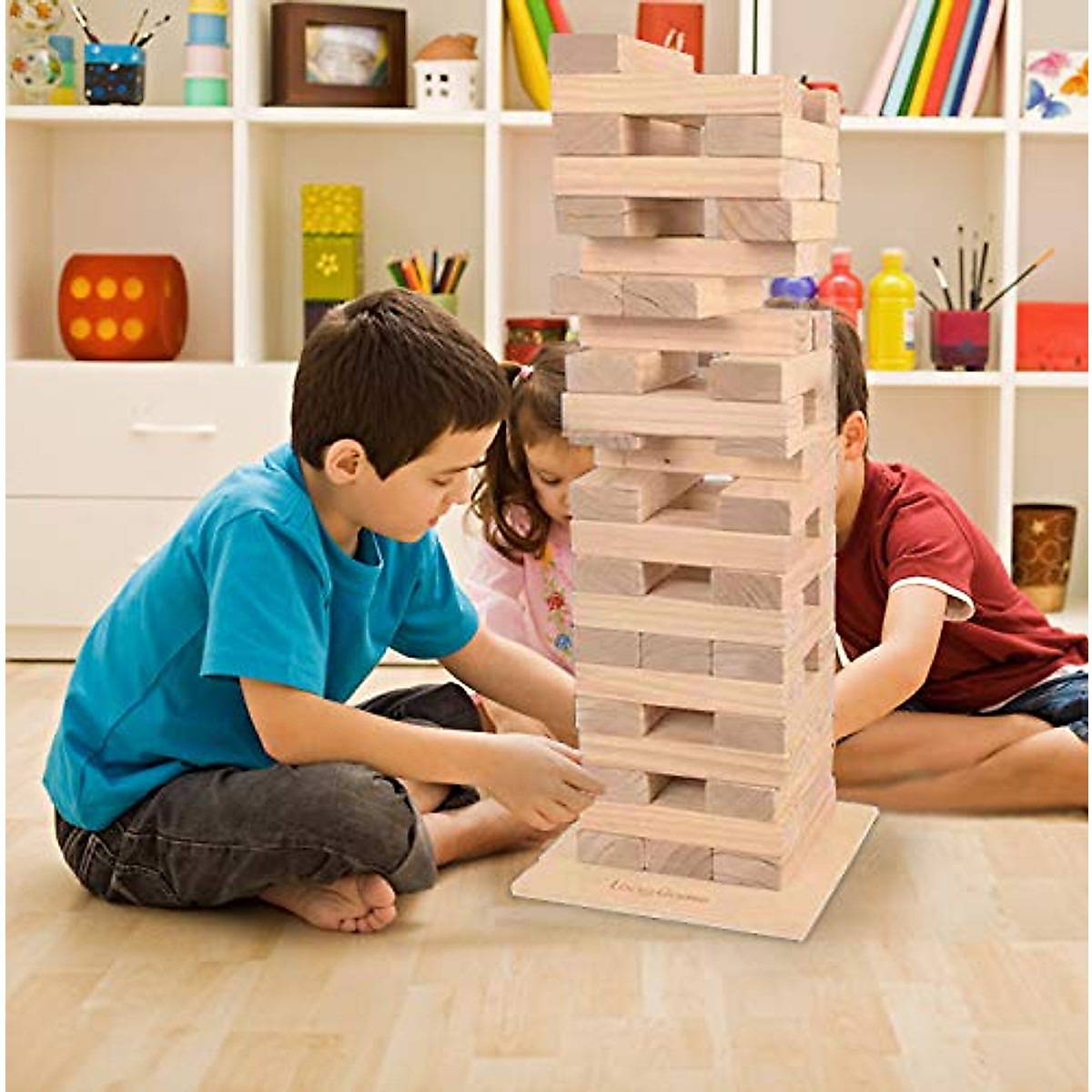 Outdoor Giant Tumbling Tower Games for Kids and Adults Jumbo Wood Stacking Lawn Yard Game with Carry Bag and Board 7 x 2.4 x 1.2 inches