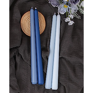 Viyffo 10 Inch Taper Candles Blue Set of 20 Unscented, Dripless, Smokeless Long Tall Tapered Candlesticks Wedding Home Decor Dinner-Natural Color Series