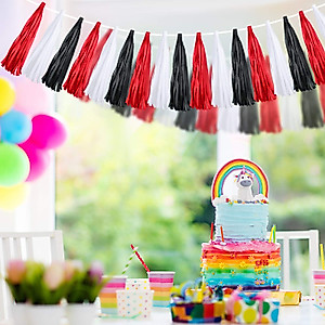 30 Piece Christmas Paper Tassel Garland Paper Banner DIY Hanging Paper Decoration Party Garland Decor for Theme Party Wedding Birthday Bridal/Baby Shower Anniversary (Black, Red, White)