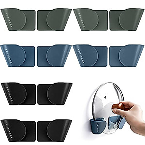 DOERDO 6 Pairs of Wall Mount Pot Lid Organizer, Cabinet Door Organizer Pot Hangers for Kitchen Wall Mount, Adjustable Lid Holder (3 Colors)
