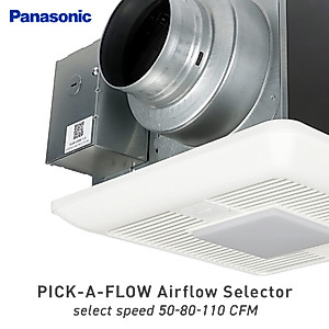 Panasonic FV-0511VKL2 WhisperGreen Select Ventilation Fan with LED Light - 50-80-110 CFM - Quiet Bathroom Fan