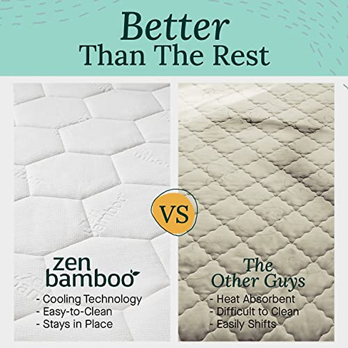 Zen Bamboo Mattress Pad Cover - Cooling Bed Topper & Waterproof Protector w/Deep Pockets, California King Size, White