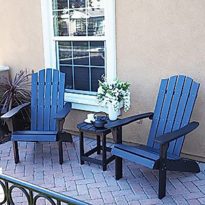 PolyTEAK Adirondack Chair Set of 4, Premium Weather Resistant Poly Lumber, Outdoor Patio Furniture, Up to 300 lb, Plastic Adirondack Chairs for Porches, Decks, and Pool Side, Element Collection, Black