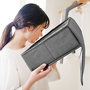 MURRI&MURRDI 2 Packs Sock and Underwear Storage for Closet with Lids,30 Cells Drawer Divider,Linen Cotton Sock Organizer,Foldable Closet Storage Box Bin for Socks, Lingerie, Ties,Scarves (2 Grey)