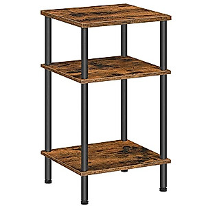 HOOBRO End Table, 3-Layer Tall Side Table, Nightstand for Small Space, Beside Table in Bedroom, Sofa Table for Living Room, Industrial Style, Stable Frame, Easy Assembly Rustic Brown BF10BZ01