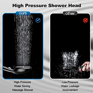 Shower Head with Handheld, Lanhado 9 Setting Matte Black Shower Head, Detachable Shower Head with Hose & Adjustable Bracket,High Pressure Shower heads, Built-in Power Wash to Clean Tub, Tile & Pets