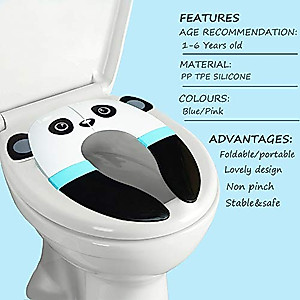 Folding Portable Travel Potty Training Seat for Boys and Girls, Blue Non Pinch Strap,Non Slip with 4 Suction Cups and 6 Silicone Pads,Includes Carry Bag -ManQi