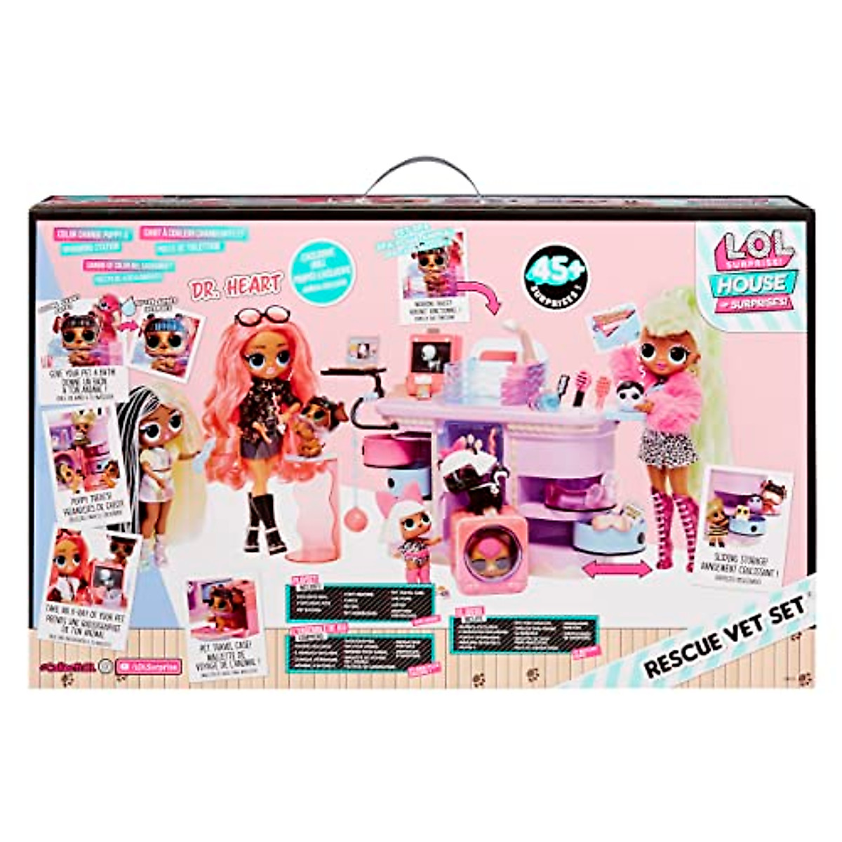 L.O.L. Surprise! LOL Surprise OMG Rescue Vet Set with 45+ Surprises Including Color Change Features, 2 New Pets, and Exclusive Fashion Doll, Dr. Heart - Great Gift for Kids Ages 4+