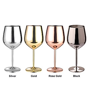500ml Stainless Steel Wine Glass,Wine Tumbler,Stainless Steel Stem Wine Glass,Unbreakable Wine Glass Goblet,Metal Wine Glass,for Outdoor Events,Picnics,Camping(Gold Plated)