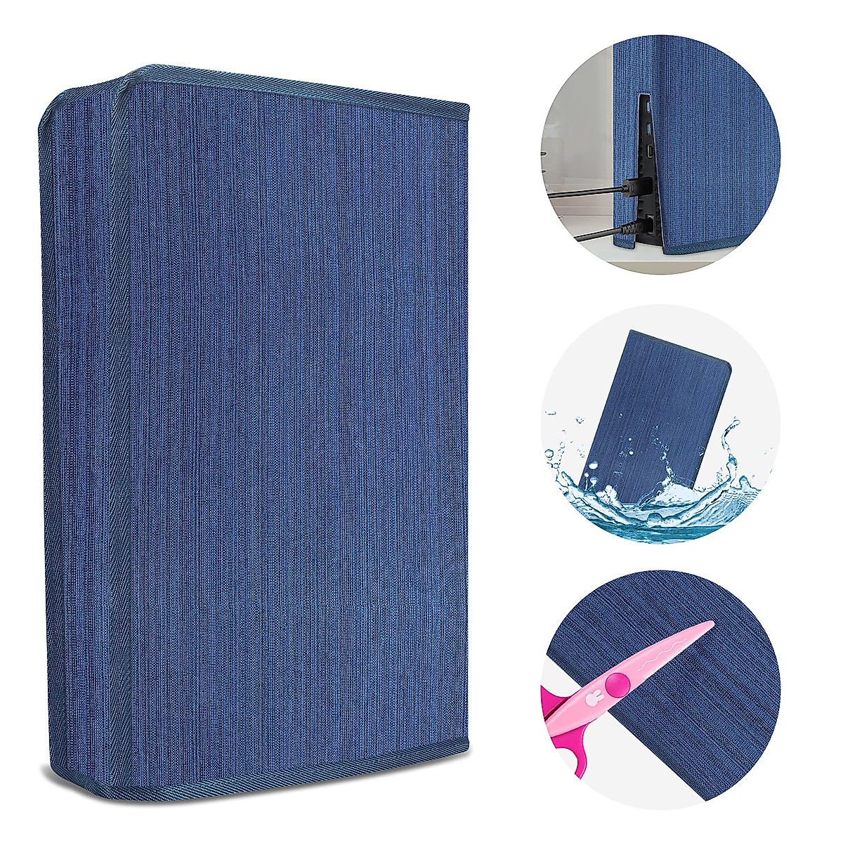 MASiKEN Universal Cover for PS5 Console, Dust Cover Place Upright, Soft Neat Lining Dust Protector for Playstation 5 Digital and Disc Version, Precision Cut Easy Access Cable Port (Blue)