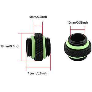 DZS Elec 2pcs Male to Male Extender Fitting Black G1/4" Water-Cooled Coupler