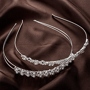 TecUnite 4 Pieces Rhinestones Wedding Headbands Crystal Flower Girl Leaves Crown Headband Tiara Women's Faux Pearl Rhinestones Headdress for Bride Bridesmaids Wedding Party (Style Set 1)