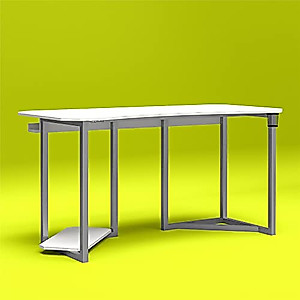 NTENSE Quest, Ergonomic, Home Office, Work Table, Computer, Gaming Room, Sitting Desk, Cup Holder, Headphone Hook, CPU Stand, White