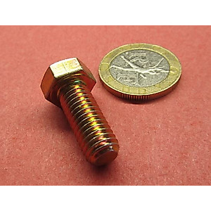 Class 8.8 Yellow Zinc Steel Bolts FT M8 x 1.25 mm x 20 mm Long 10 pcs