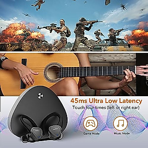 comiso E8 Wireless Earbuds, Bluetooth 5.3 Headphones with Punchy Bass, Built in ENC & Active EQ, Touch Control, 70H Playtime, Ear Buds Wireless Bluetooth Earbuds with Soft Hooks - Black