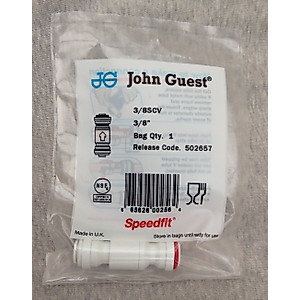 John Guest 3/8" One Way Check Valve RO Reverse Osmosis Water Filter NSF Certified