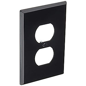 Leviton PJ8-E 1-Gang, 1-Duplex, Midway Nylon Wallplate, Midway Size, Black (Pack of 5)