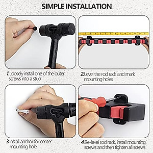 THKFISH Fishing Rod Rack Store 8 Fishing Rod Holders Rod RackWall Mount Horizontal Fishing Pole Holders for Garage Room, Boats Store 8 Fishing Rod Combos,1pair grey