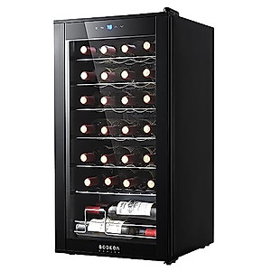 BODEGACOOLER 28 Bottle Compressor Wine Cooler Refrigerator, Mini Fridge with 41-64.4°F Digital Temperature Control Glass Door,Small Freestanding Wine Refrigerator for Red, White and Champagne