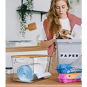 Extra Large Trash Bag Holder, Acrylic Garbage Bag Holder Dispenser with Lid for Kitchen and Under Sink