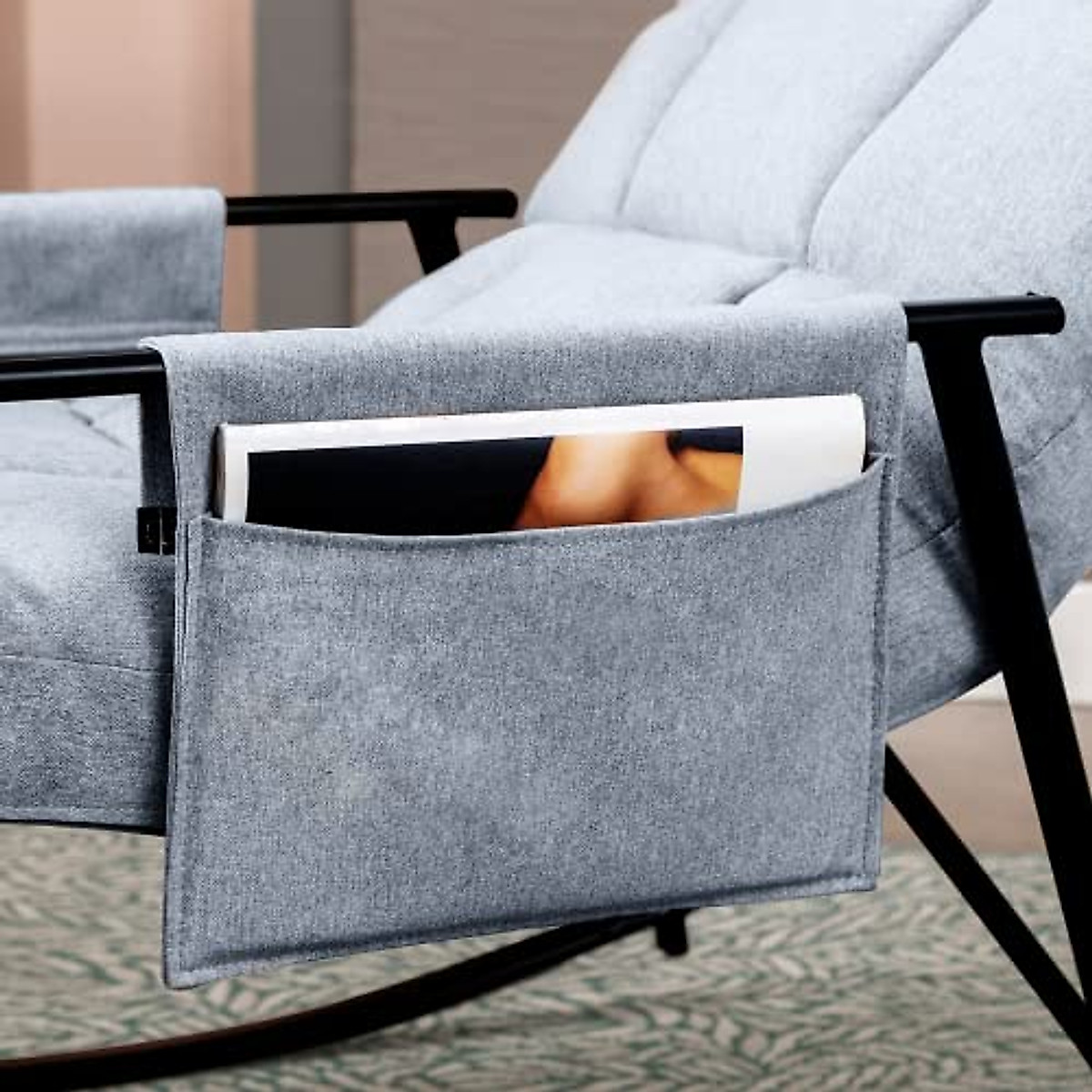 BALUS Adjustable Rocking Chair Lounge Children Chair, Modern Lounger Sofa,Lie or Sleep Lazy Chair, Internet Celebrity Single Rocker Chair,for Apartment/Bedroom/Balcony/Courtyard(Dark Grey)